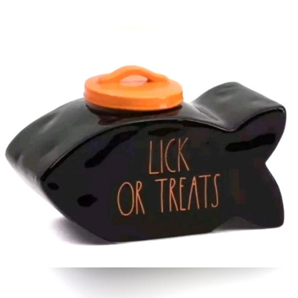 Rae Dunn | Cat | Rae Dunn Fish Lick Or Treats Cat Treat Jar New In Box ...